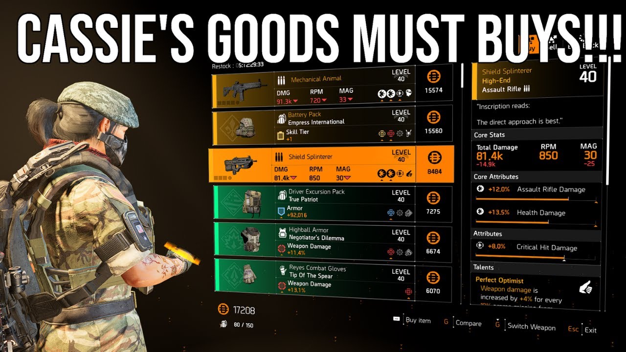 The Division 2 | Cassie Mendoza's Must Buys!!! | Mechanical Animal ...
