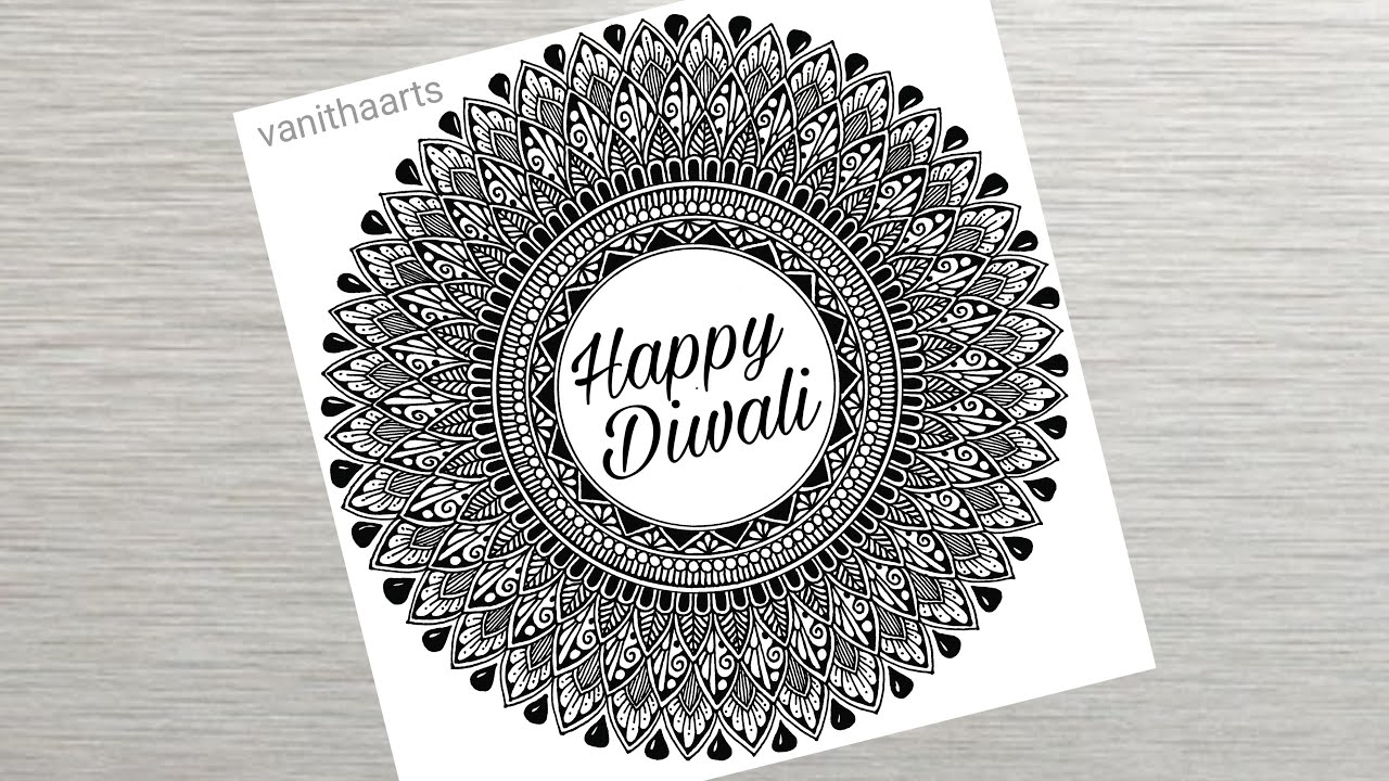 Happy Diwali mandala art | How to draw Mandala for Beginners | Mandala ...