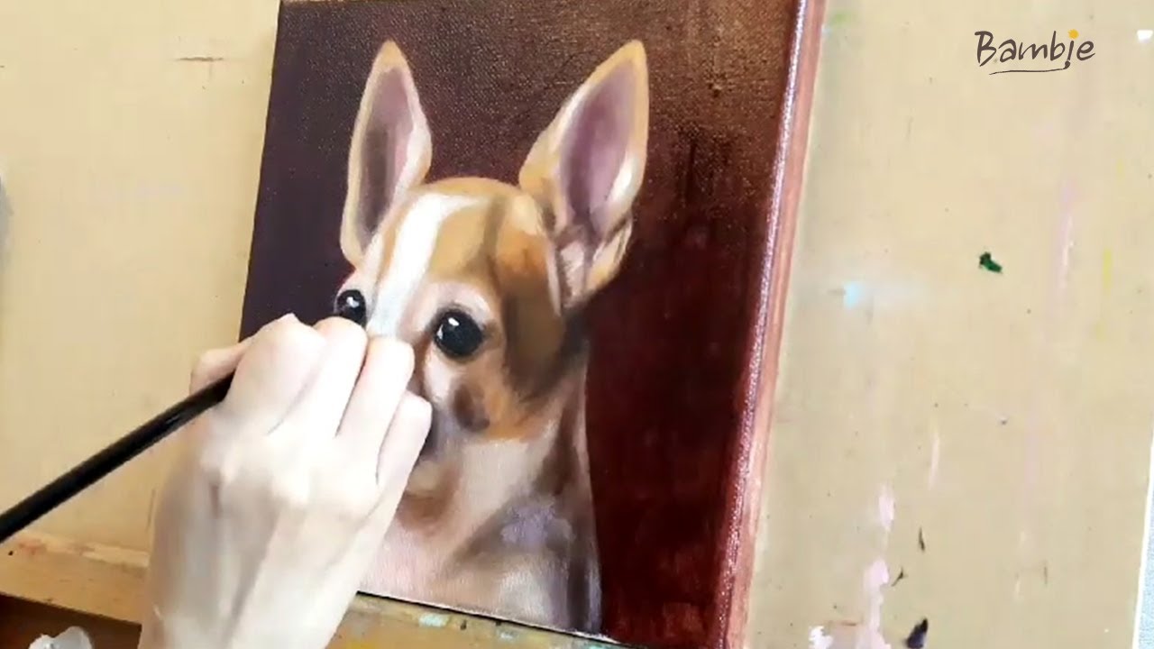 강아지 유화 그리기 : alla prima oil painting : animalportrait - YouTube