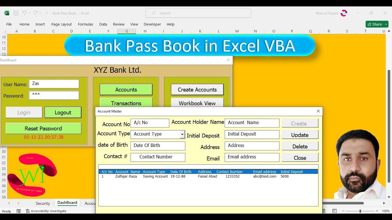 Bank Pass Book Part 4: Create Account Master Tutorial | WiExcelExpert ...