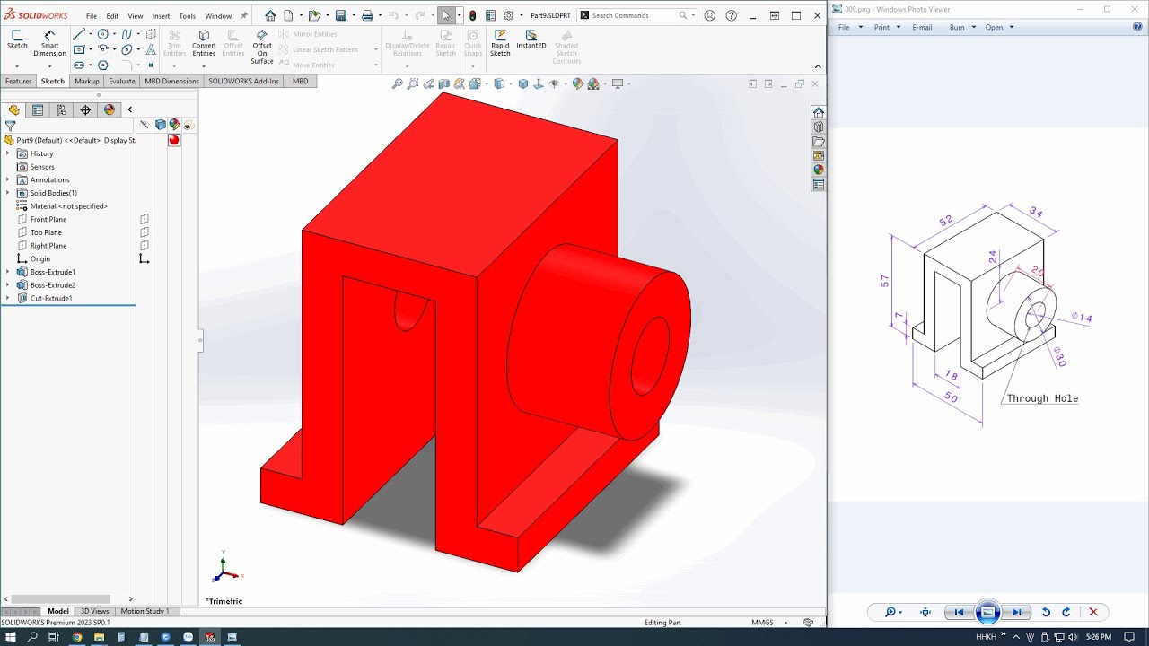 Giáo Trình SolidWorks 2023 | Thực Hành Vẽ 3D - Bài 009 - YouTube