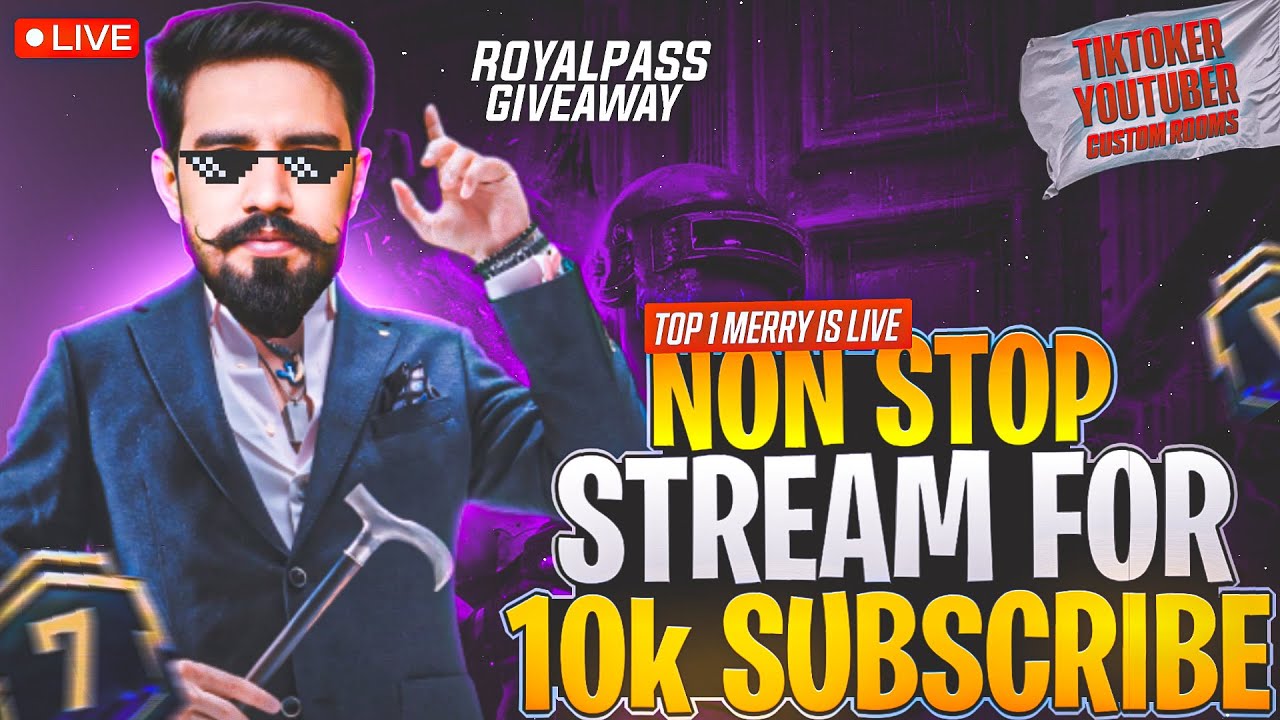Non Stop Stream Reaction Giveaways For 10K Sub PUBG MOBILE TOP1MERRY IS ...