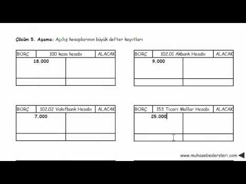 Çözüm 5. açılış hesapları büyük defter kayıtları