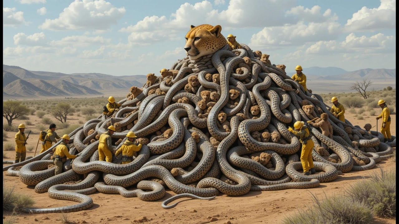 Brave rescue team helps cheetah surrounded by thousands of pythons 勇敢救援 ...