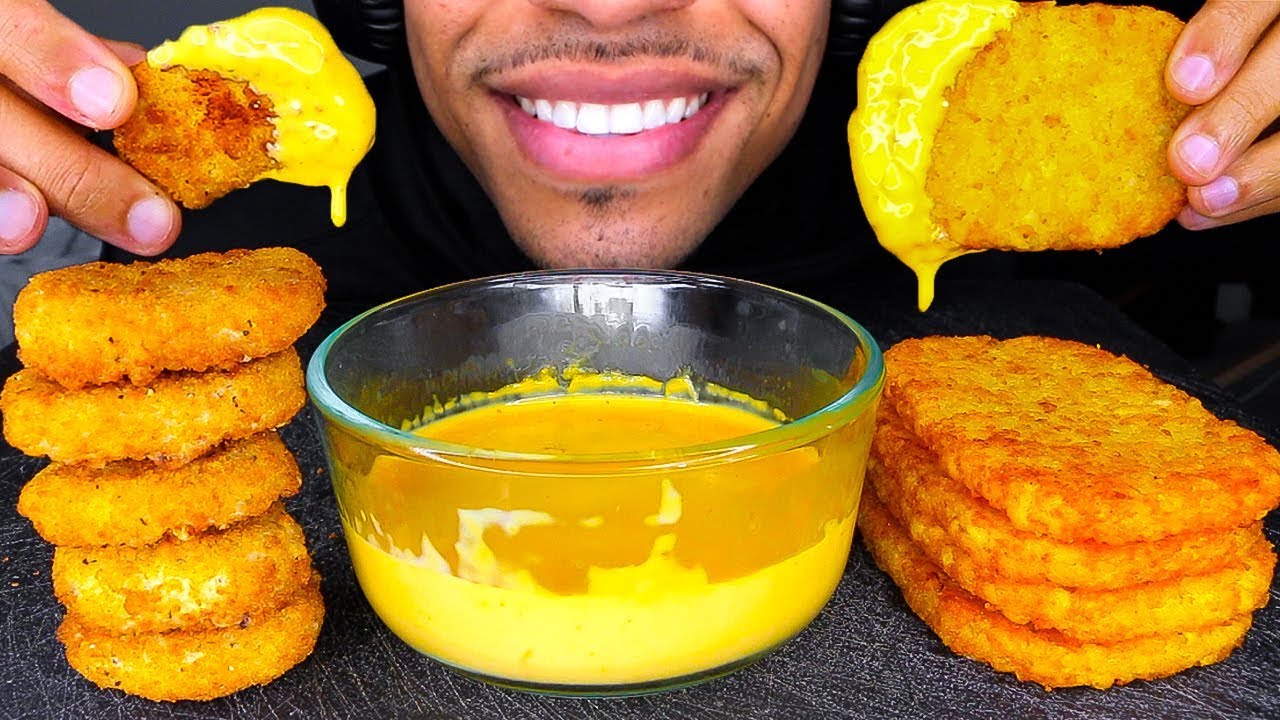 ASMR CRISPY HASH BROWNS CHICKEN NUGGETS CHEESY EATING SHOW JERRY ...