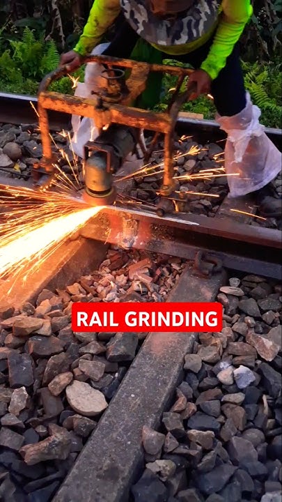 Rail Grinding After Thermit Welding #railway #grinding #railwork #thermitwelding #railtrack # ...