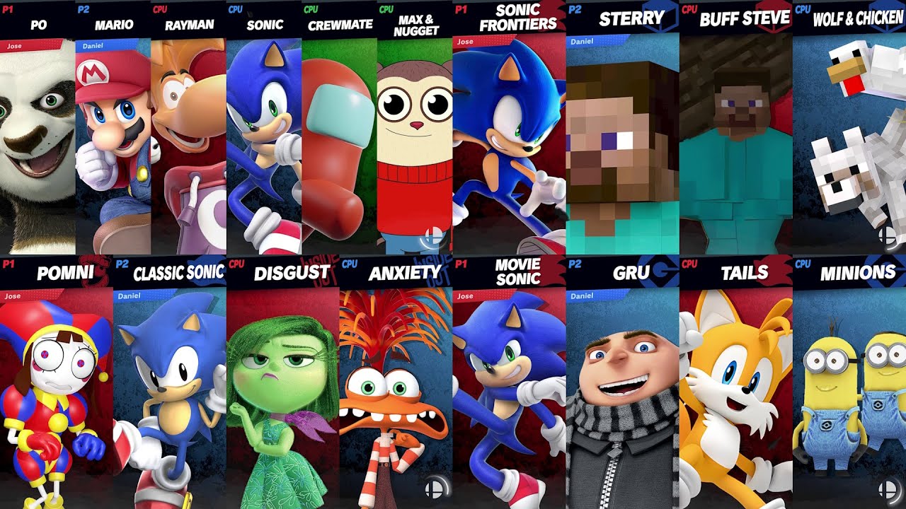 Sonic and Mario vs Rayman vs Among Us and Max | Pomni vs Classic Sonic ...