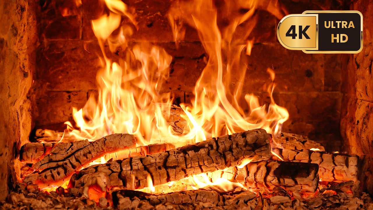 🔥 FIREPLACE Ultra HD 4K. Fireplace with Crackling Fire Sounds ...