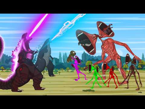 Godzilla Team vs Titan Siren Head Evolution: Swallow All Battle