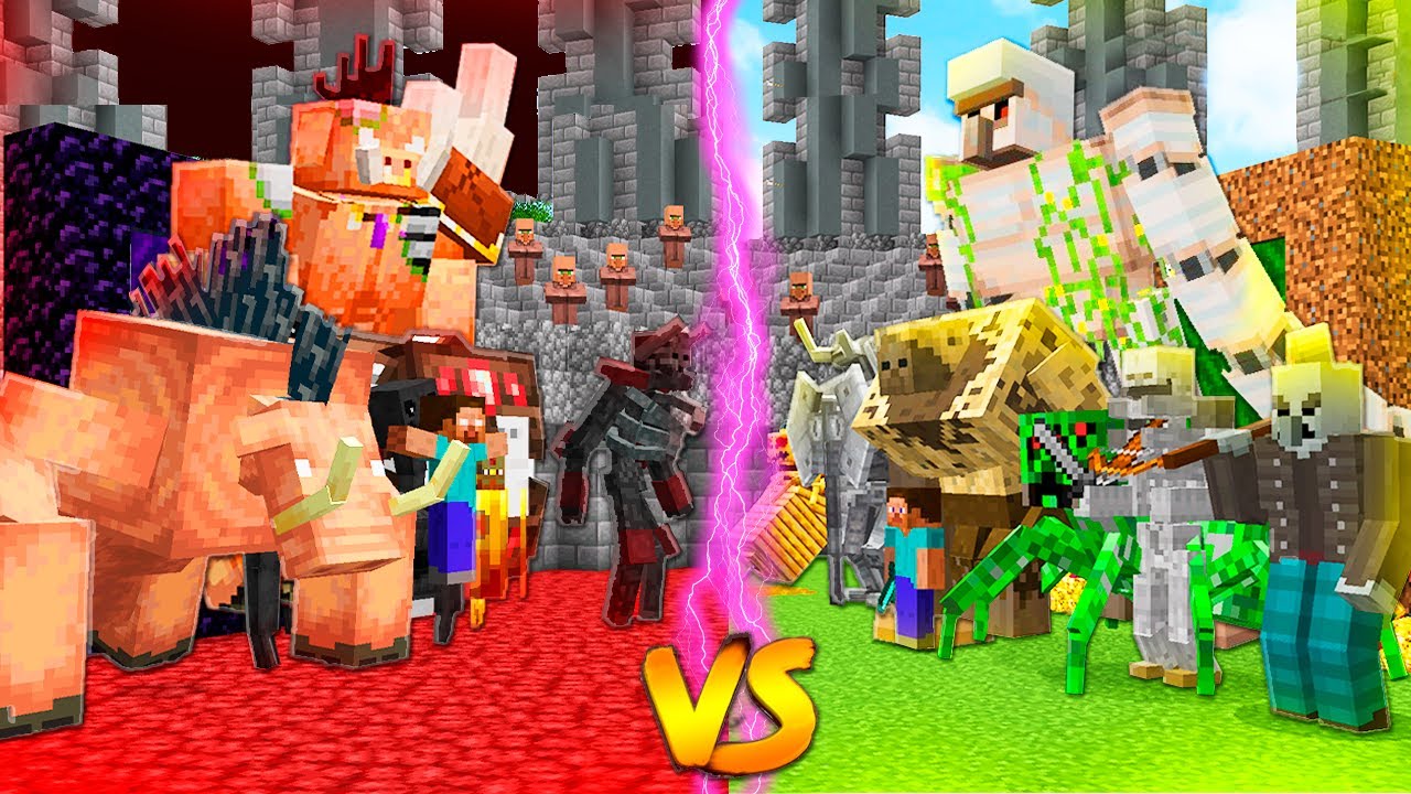 Minecraft: NETHER TEAM VS OVERWORLD TEAM TOURNAMENT! MINECRAFT BATTLE ...