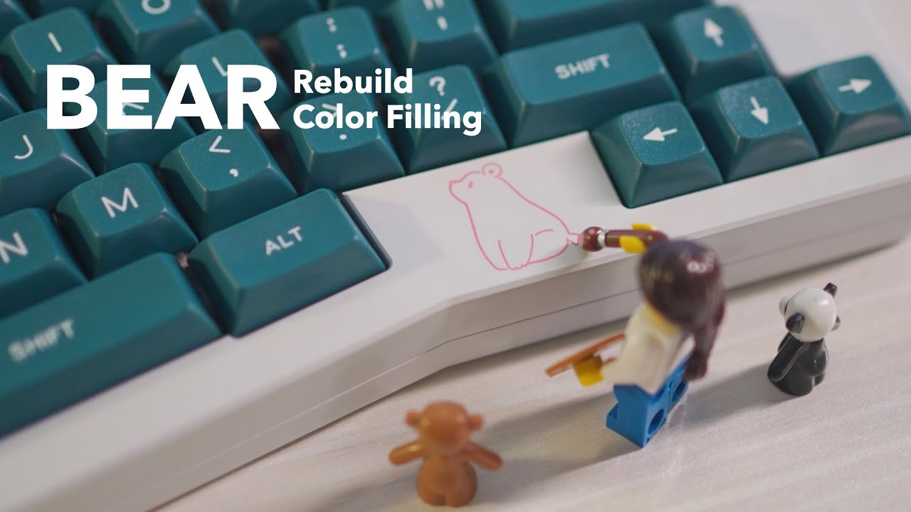 BEAR 65 Ergo Rebuild & Color Filling | DSA Vilebloom Keycaps, Holy ...