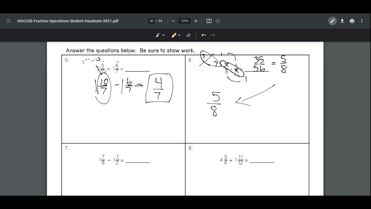 Fraction Operations Quiz I Review - YouTube