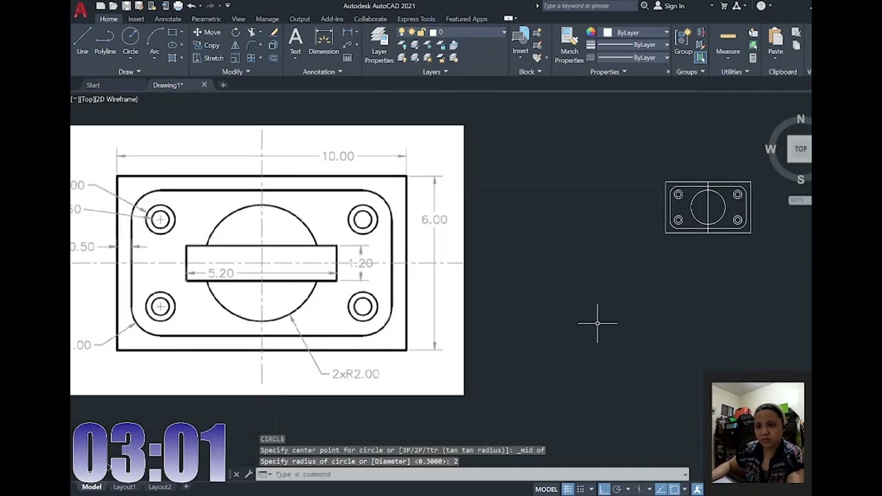 #2 Simple AutoCAD practice - plain figure | dimensions | circles - YouTube