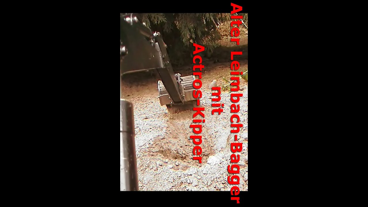 Alter Leimbach Bagger beläd einen Actros Kipper - YouTube