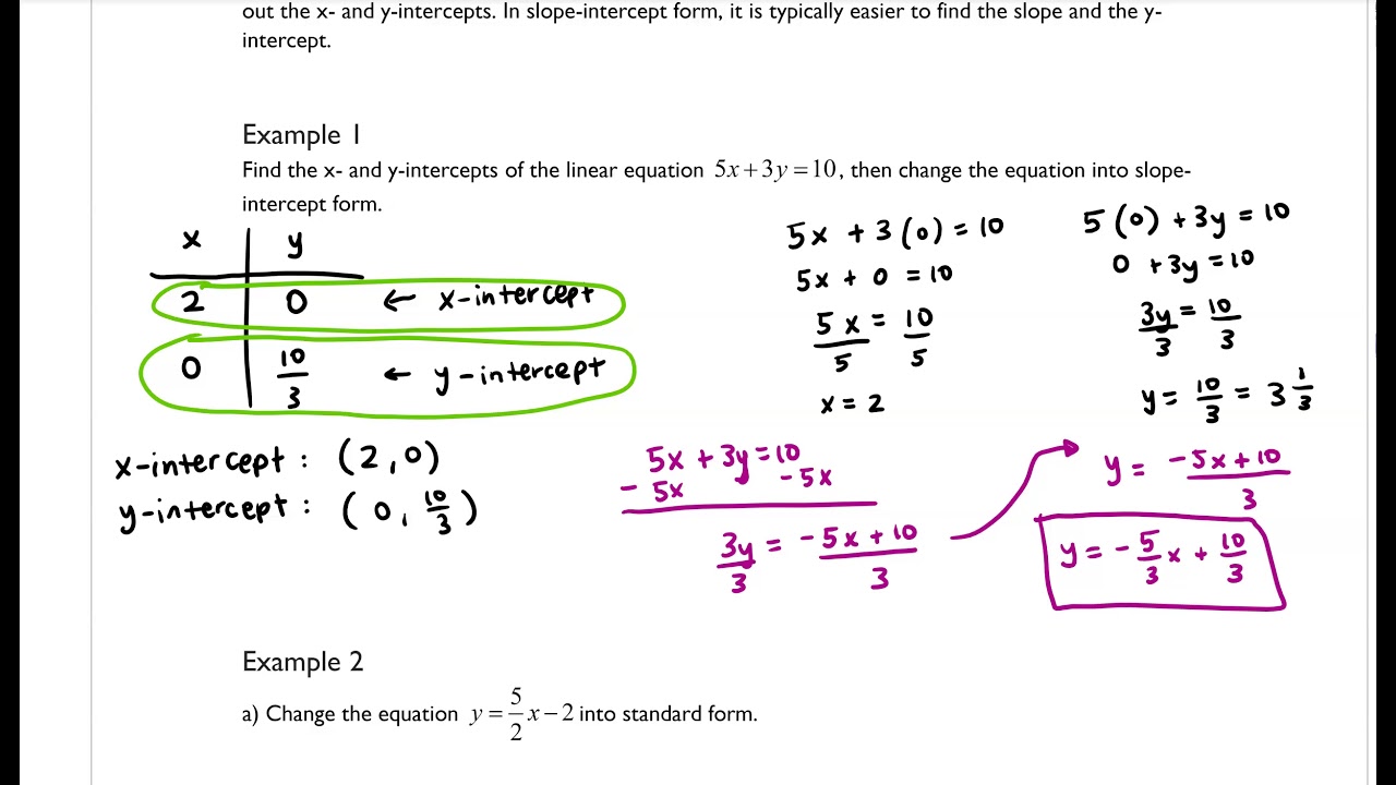 Forms of Linear Equations Part 1 - YouTube