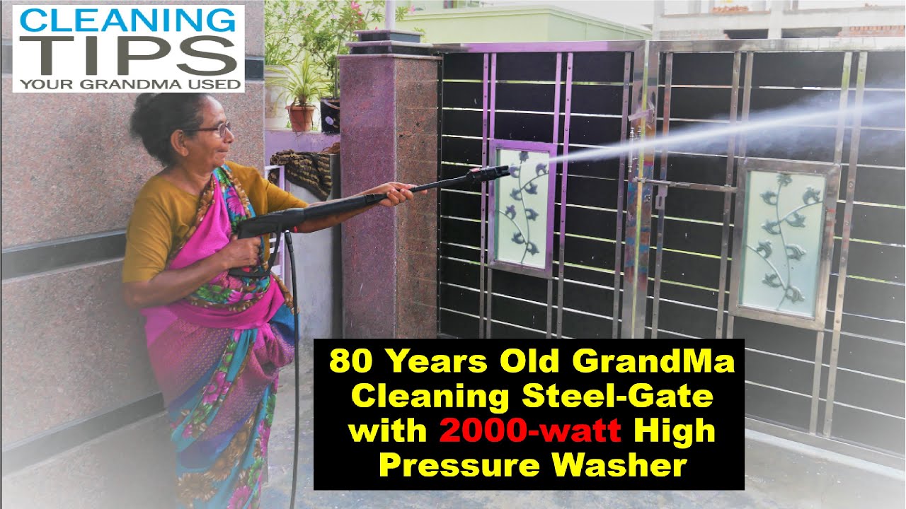 GrandMa's Steel-Gate Cleaning with High Pressure Washer in 5mins - YouTube