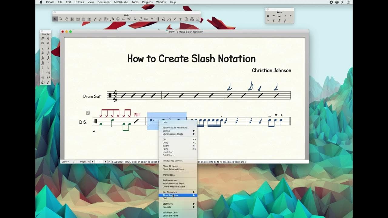 Creating Slash Notation for your Drum Charts in Finale - YouTube