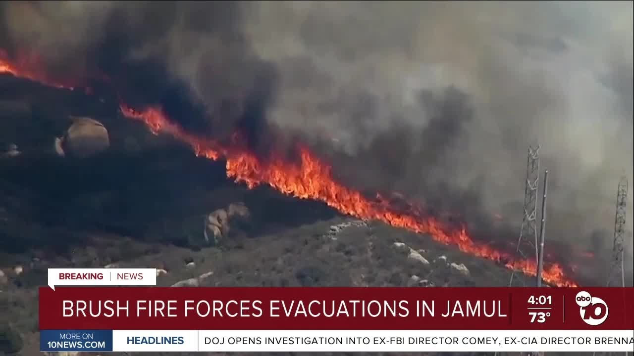 Cal Fire responds to brush fire in Jamul, evacuation orders issued ...