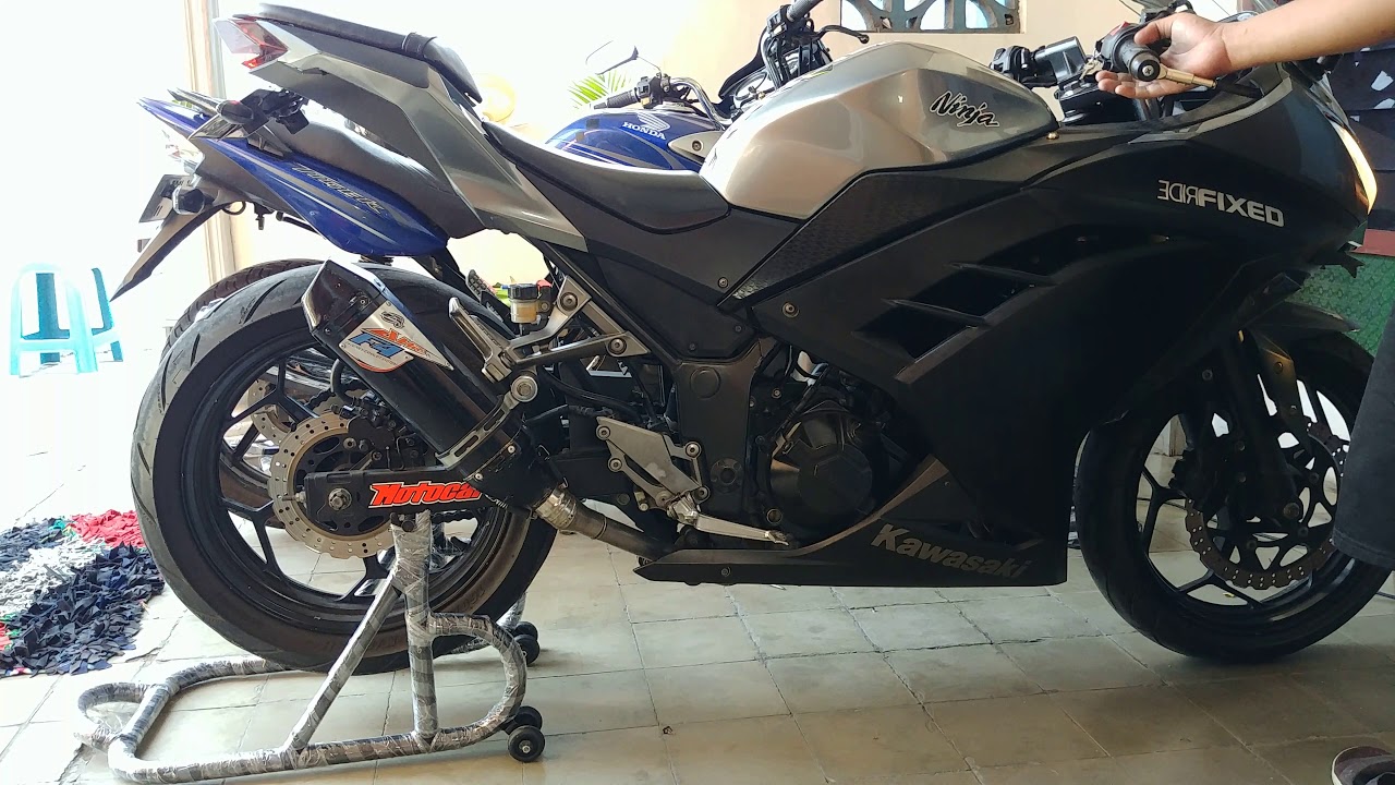 Kawasaki Ninja 250fi knalpot ahrs f4 vector slip on - YouTube