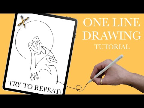 HOW TO DRAW WOLF BY ONE LINE! EASY STEP BY STEP TUTORIAL! SINGLE LINE ...
