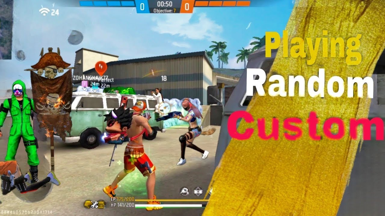 playing Random custom in free fire with full power - YouTube