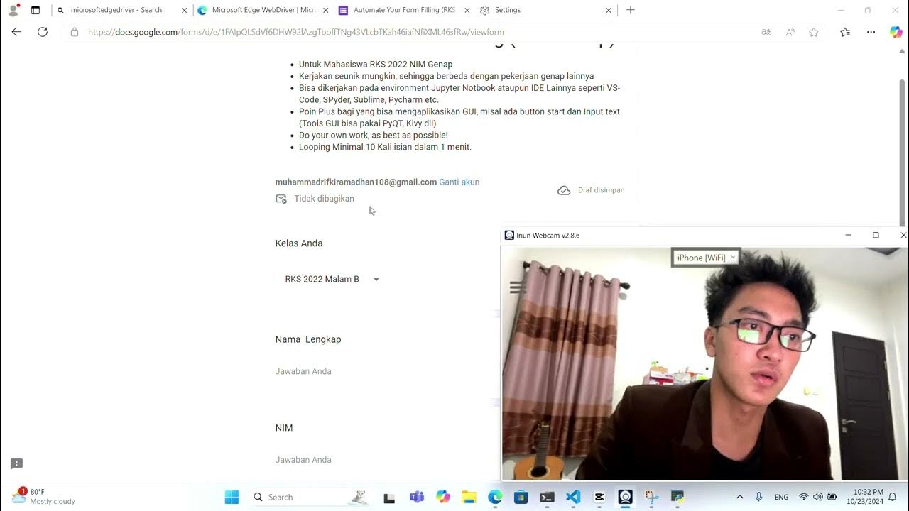 Mengisi Google Form Otomatis dengan menggunakan web driver microsoft edge dan GUI - YouTube