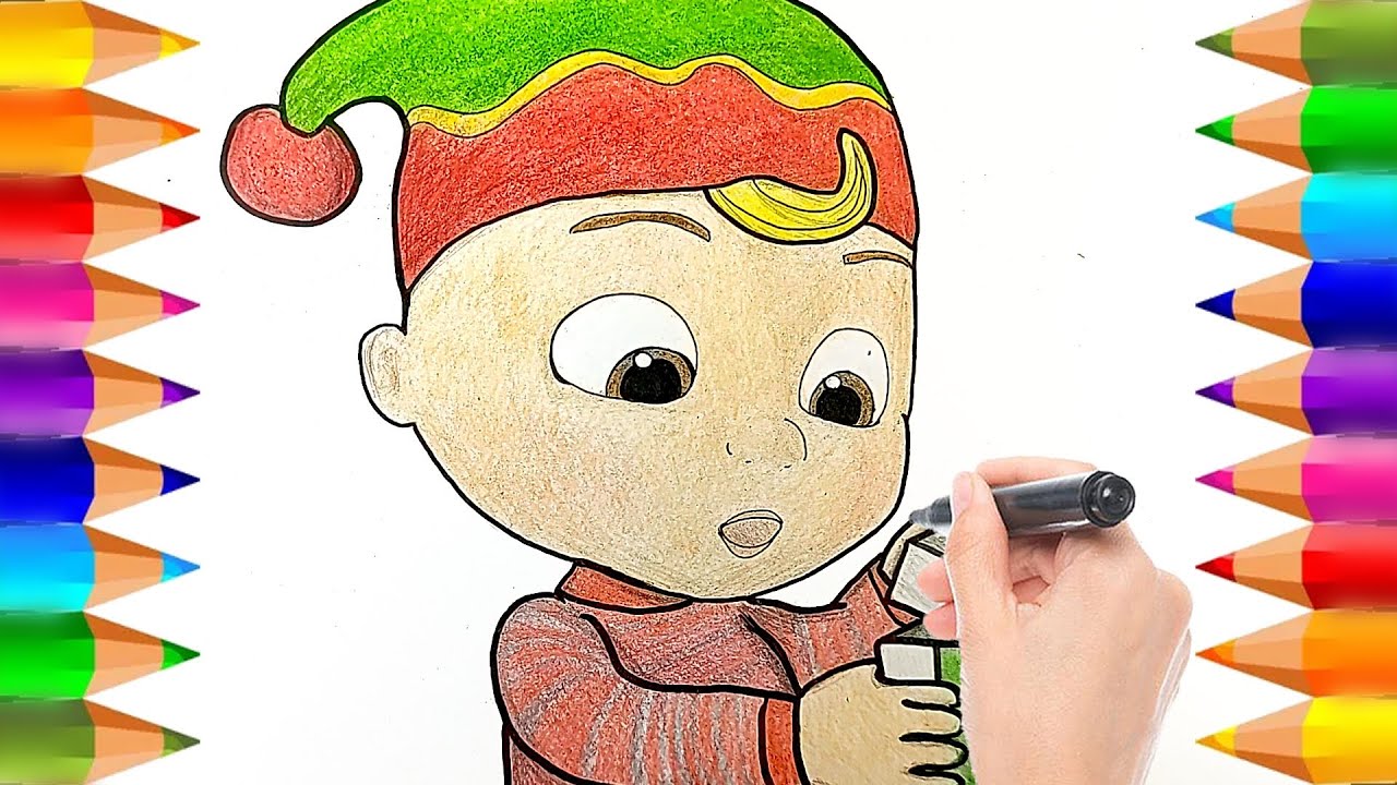 How to Draw and color JJ in "Deck the Halls" | Drawings for children ...