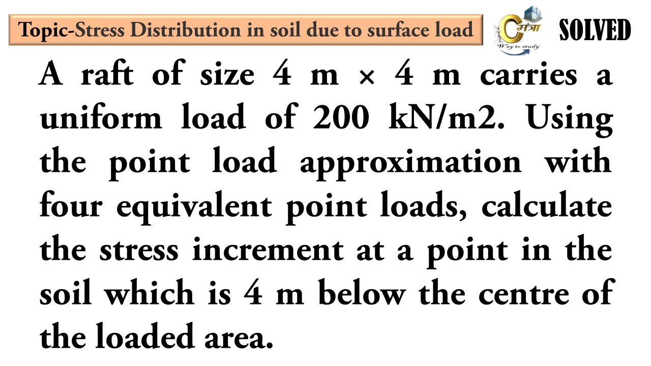 A raft of size 4 m × 4 m carries a uniform load of 200 kN/m2. Using the ...