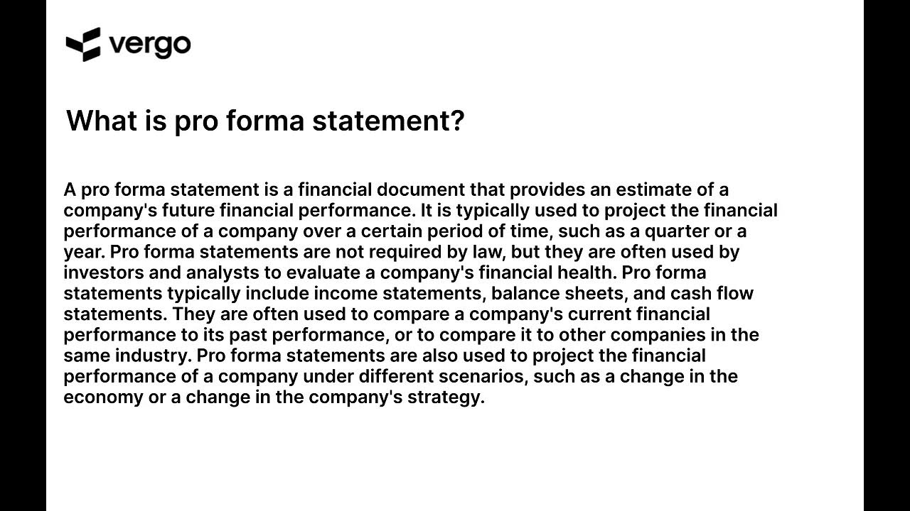 Understanding Pro Forma Statements - YouTube