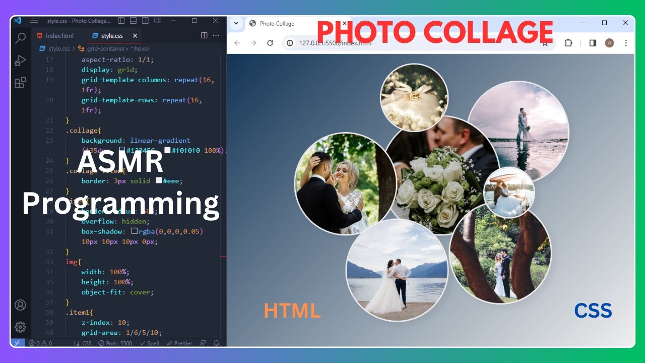Asmr Programming - How To Create Photo Collage With Hover Effect In