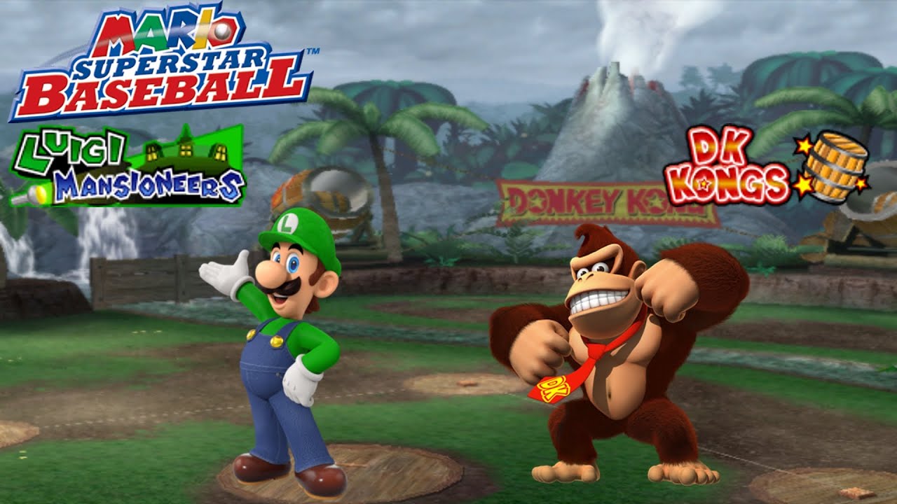 Mario Superstar Baseball - Luigi Mansioneers vs DK Kongs - Donkey Kong ...