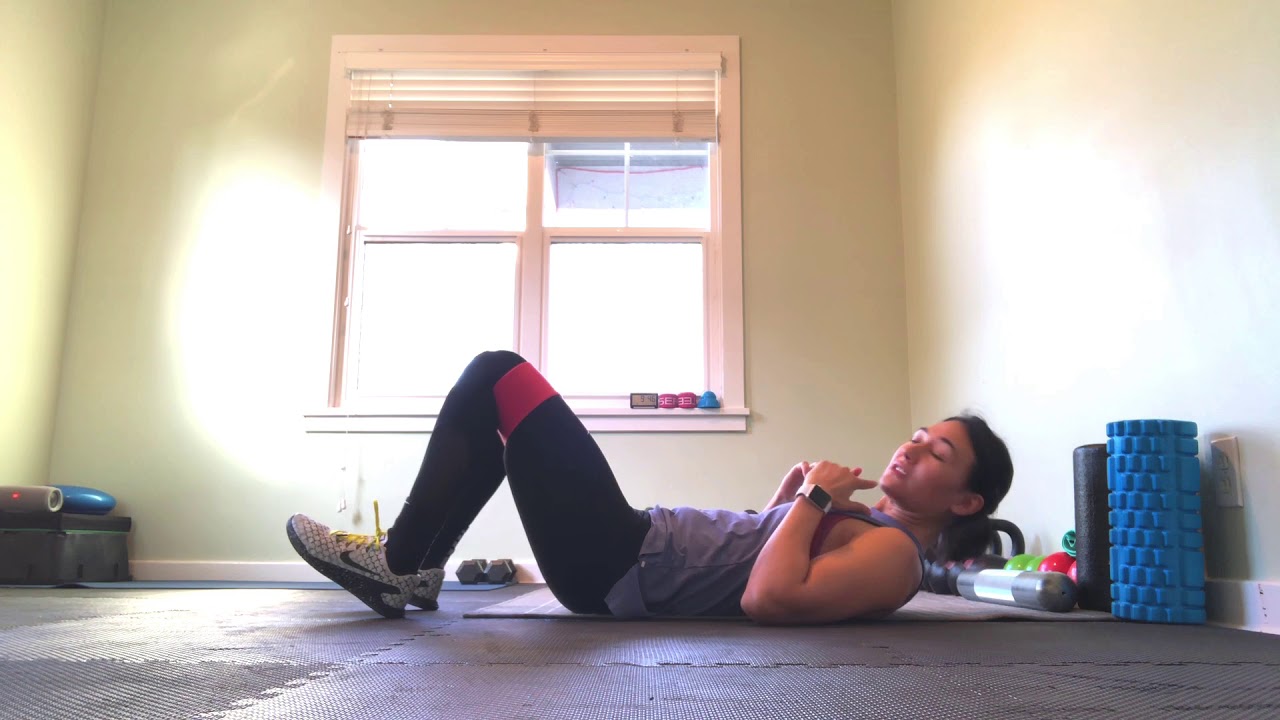 Glute/Hamstring Walkouts + Bridging (band optional) - YouTube