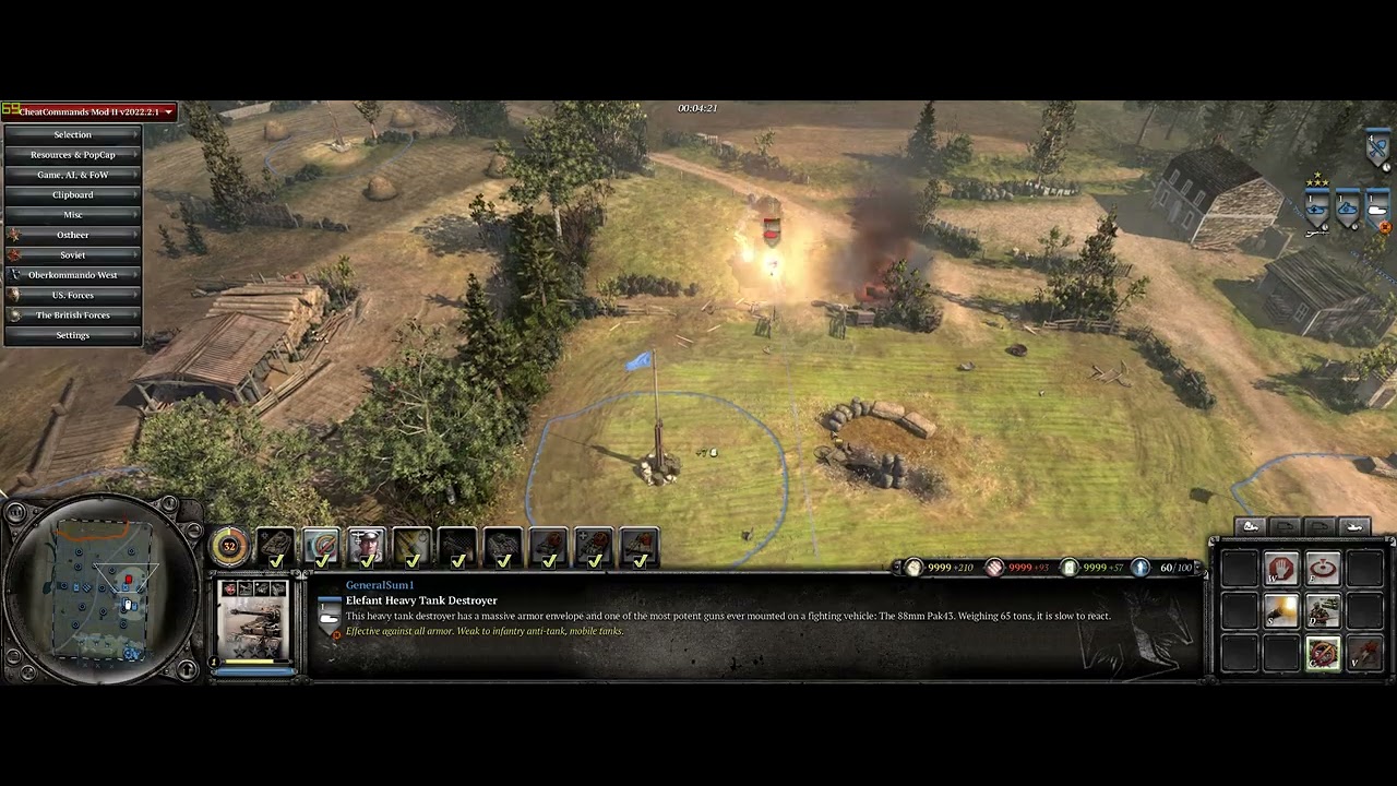 coh2 elefant hulldown with command panther range buff - YouTube
