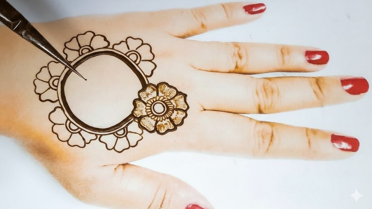 New round shape stylish Mehndi Design | Easy Mehndi design | Simple ...