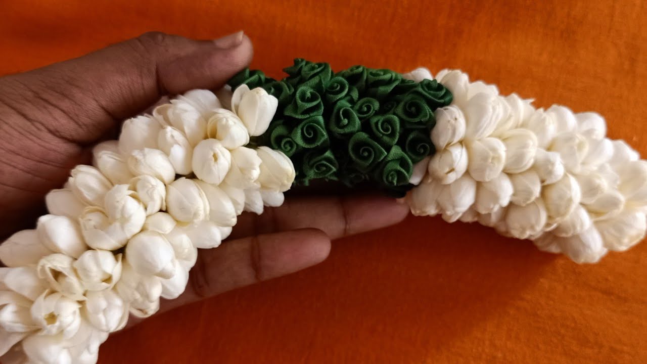 How to make Jasmine flower and artificial rose garland/Jasmine veni ...
