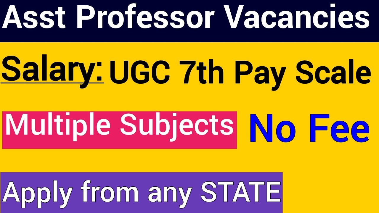 Asst Professor Recruitment I UGC 7th PAY SCALE I NO FEE I APPLY FROM ...