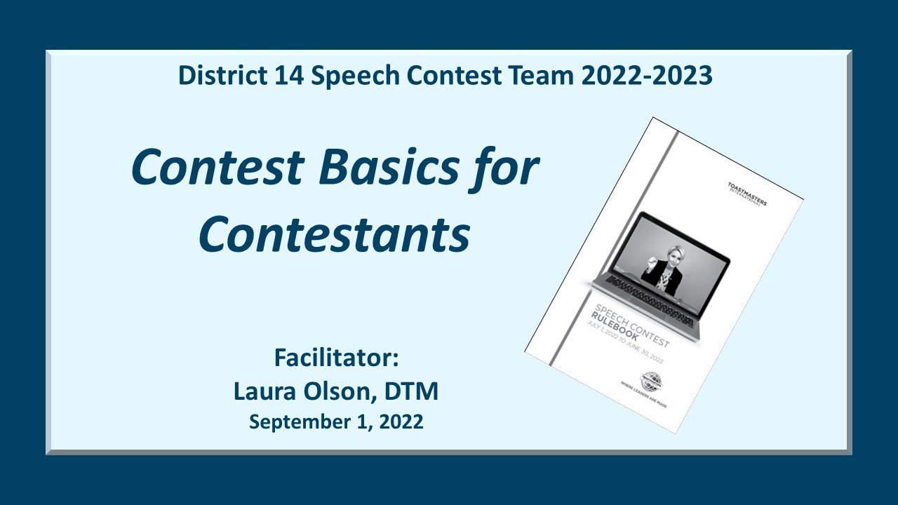 D14 Toastmasters Contest Training: Contest Basics for Contestants - YouTube