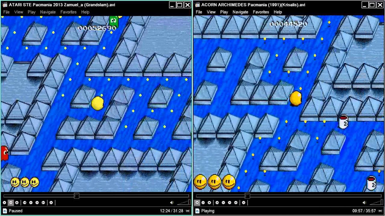 LETS HEAR AND SEE PACMANIA IN 16 BIT ATARI STE AND IN 32BIT ACORN Part ...