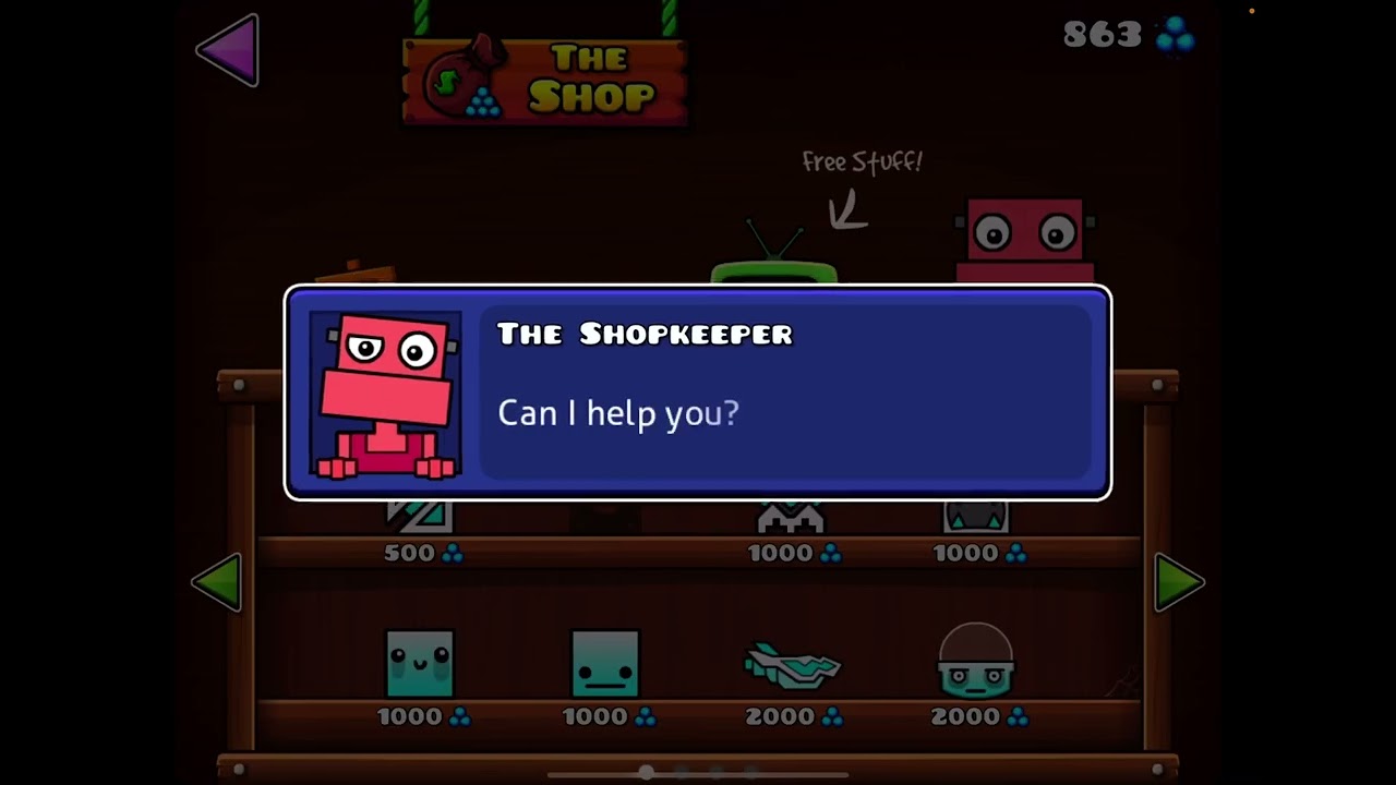 Geometry Dash secret I kept tapping with the shopkeeper - YouTube