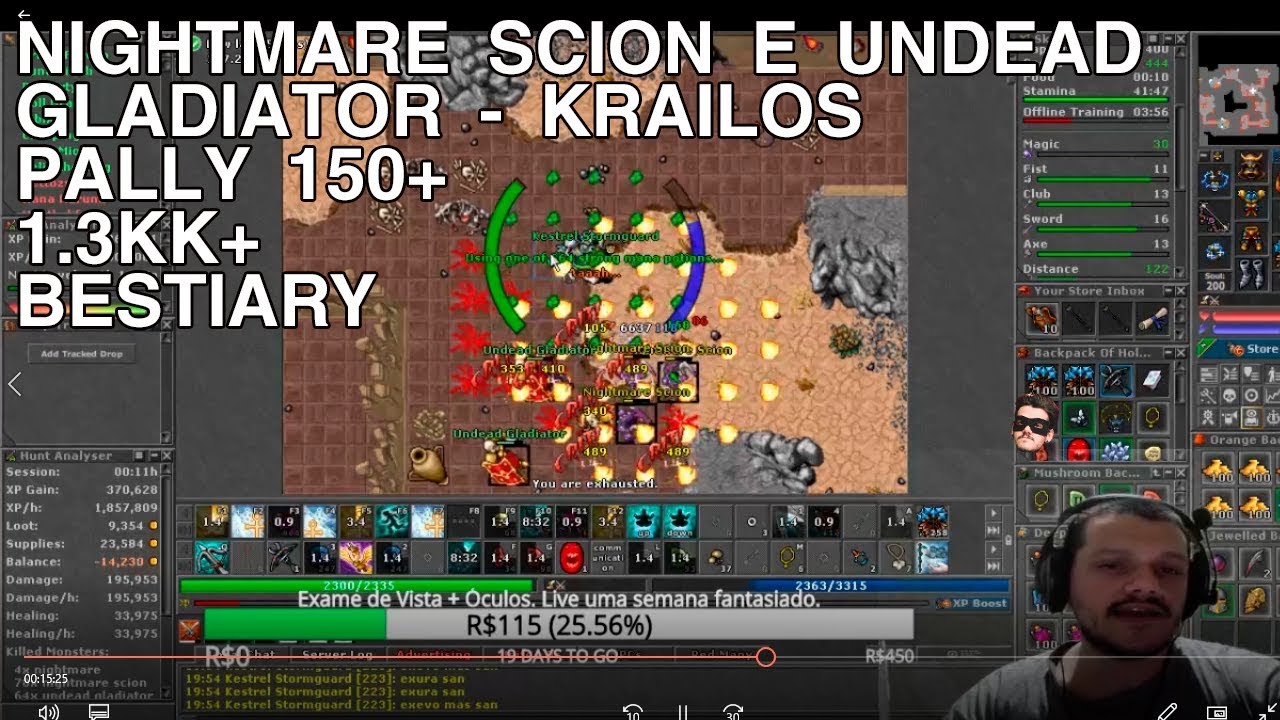 Tibia - Pally lvl 150+ Nightmare Scion e Undead Gladiator Krailo - 1.3k ...