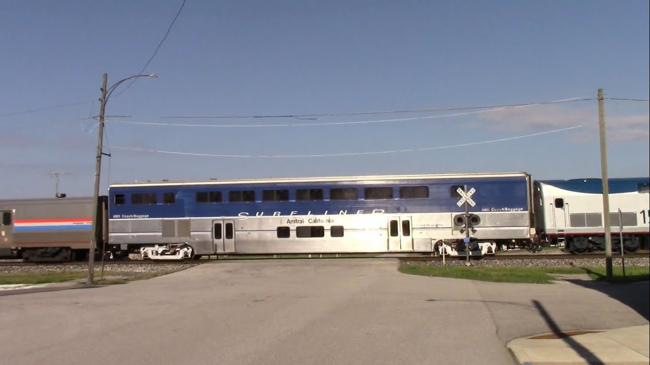 Main Street Railroad Crossing - AMTK 51 w/ AMTK 33, AMTK 153, CDTX 6901 ...