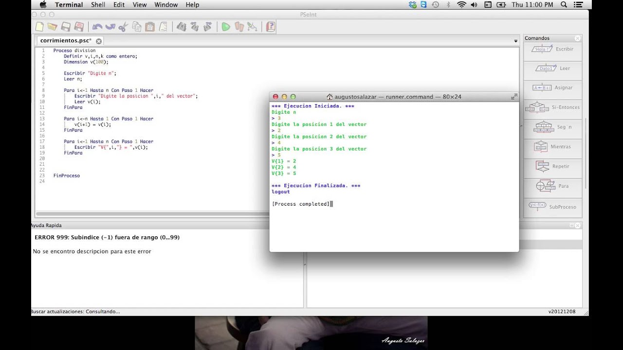 Corrimiento en vectores en PseInt - YouTube