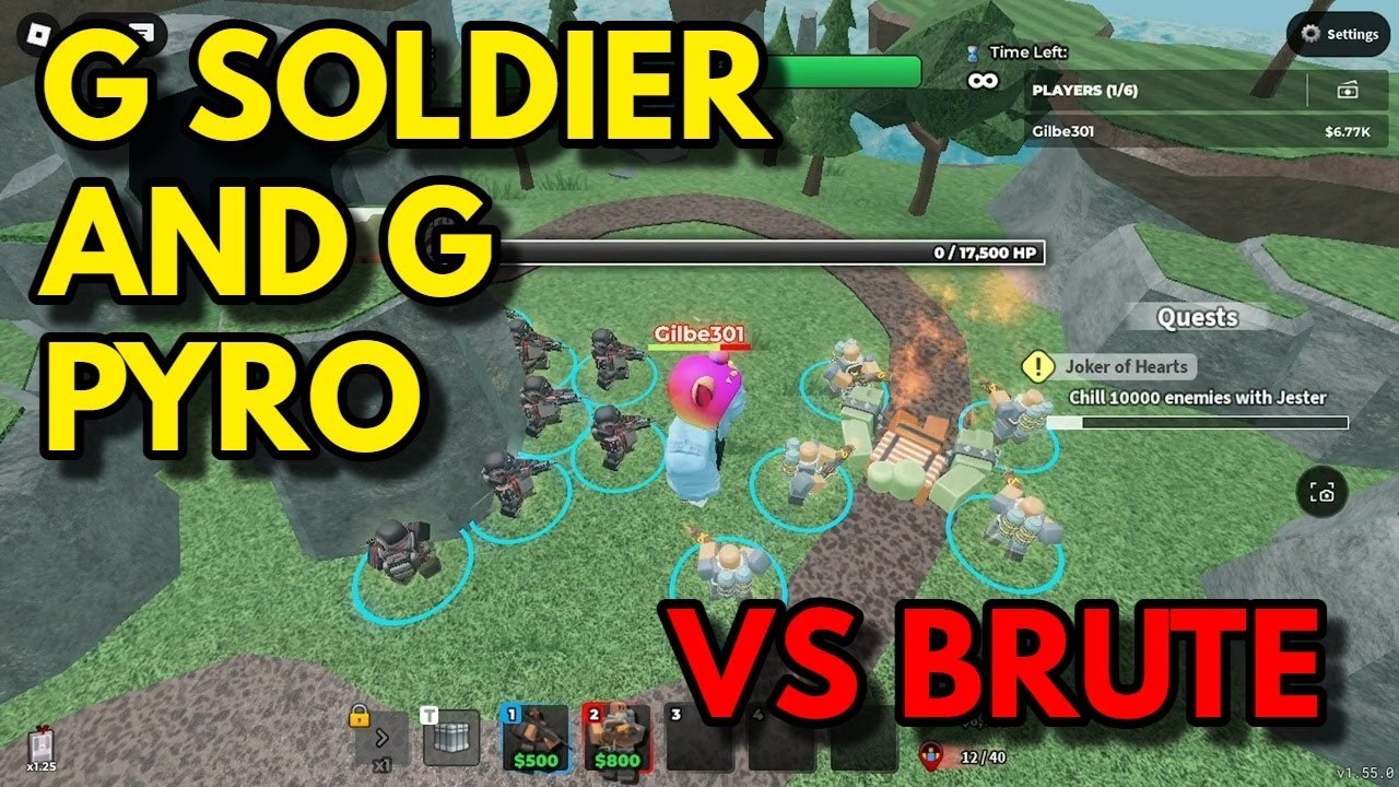 GOLDEN SOLDIER AND G PYRO VS BRUTE| ROBLOX Tower Defense Simulator TDS ...