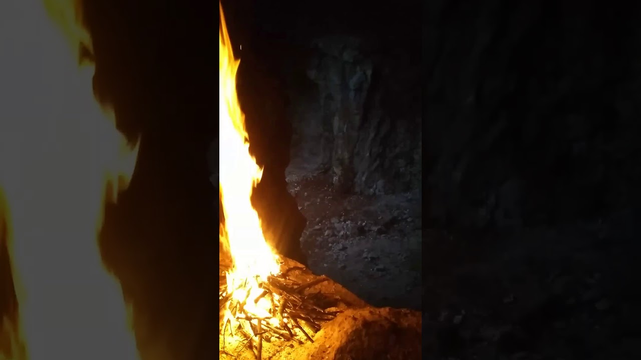 Campfire in a cave - YouTube