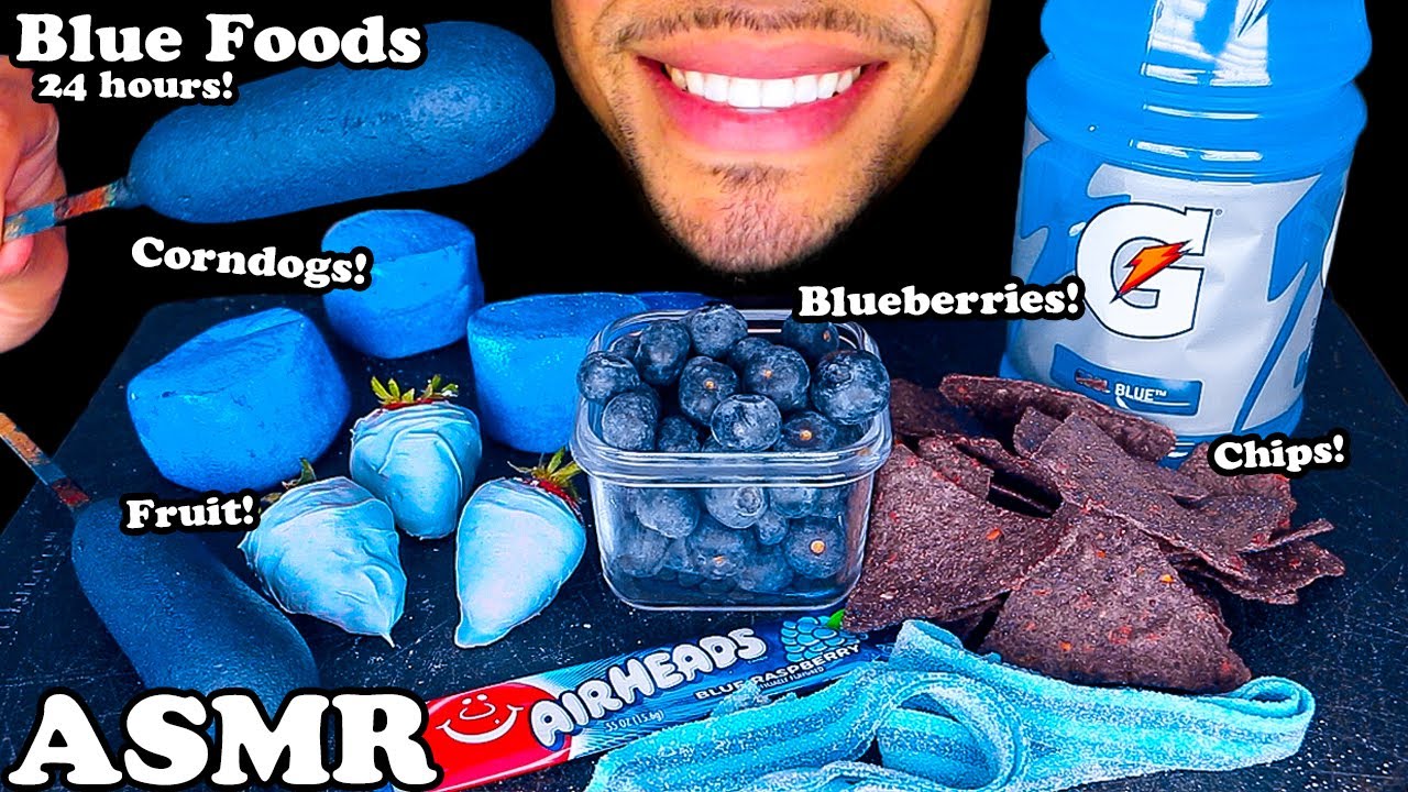 ASMR Blue Foods for 24 Hours Corn Dogs Cheeseburger Food Coloring Only ...