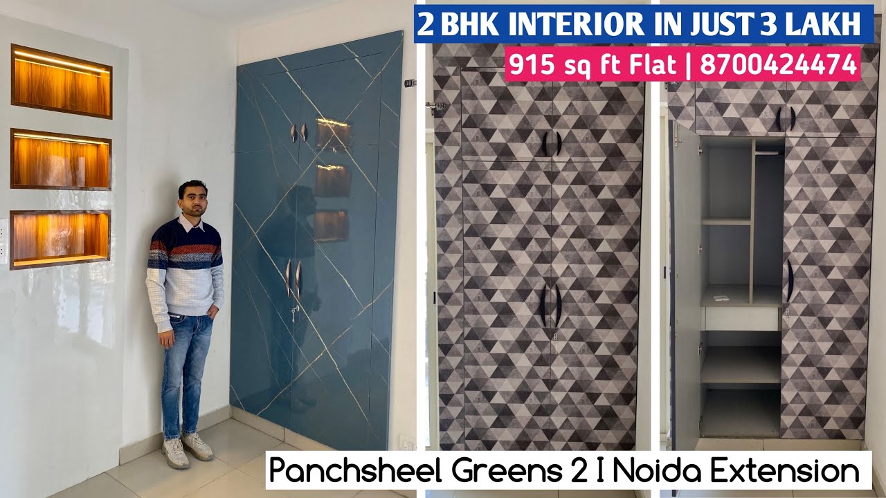 Panchsheel Greens 2 | 2 BHK Flat 915 sq ft | Interior Design | Wood ...