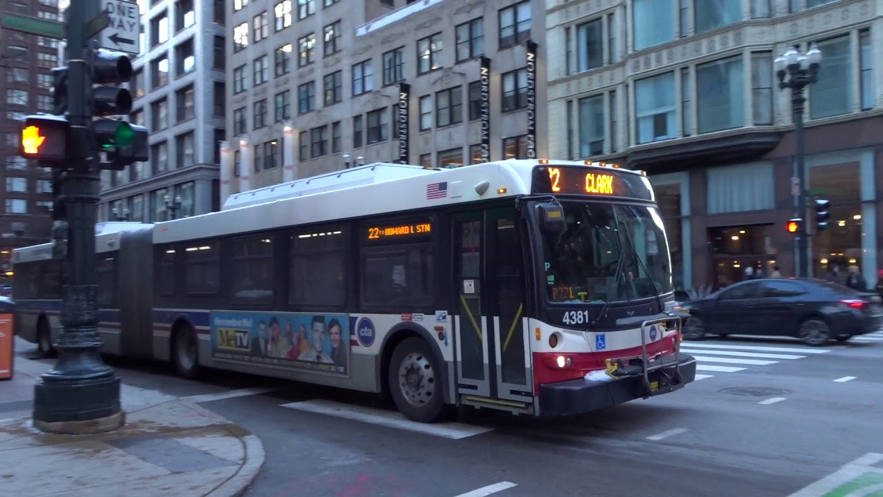 CTA Bus: Howard bound D60LFR 4381 Rt.22 at State St/Washington St - YouTube