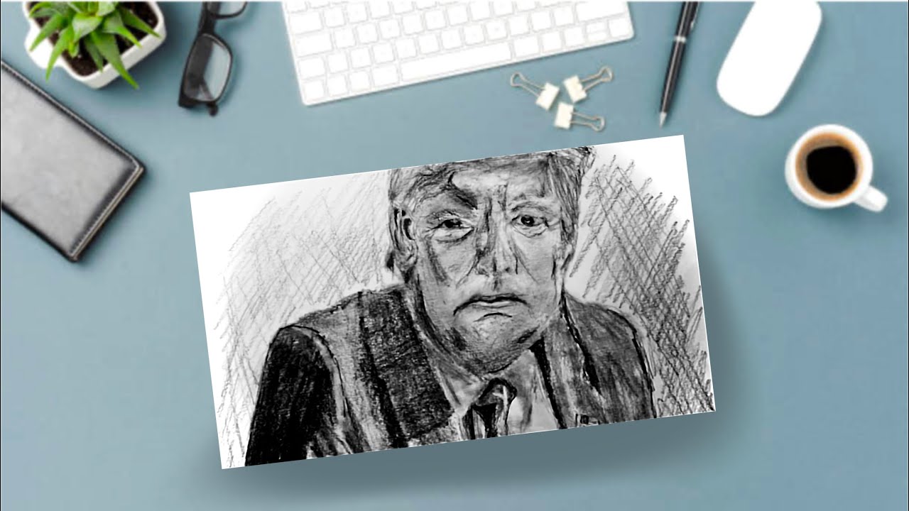 Drawing realistic trump - YouTube