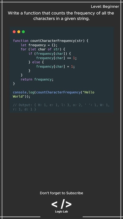 JavaScript Interview Question: Frequency of Characters #javascriptinterview #javascript - YouTube