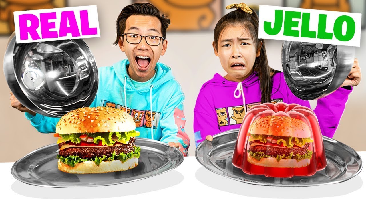 EXTREME REAL Vs JELLO Food Challenge! - YouTube